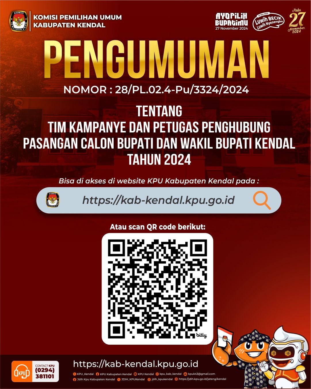 KPU KAB-KENDAL - PENGUMUMAN TENTANG TIM KAMPANYE DAN PETUGAS PENGHUBUNG ...